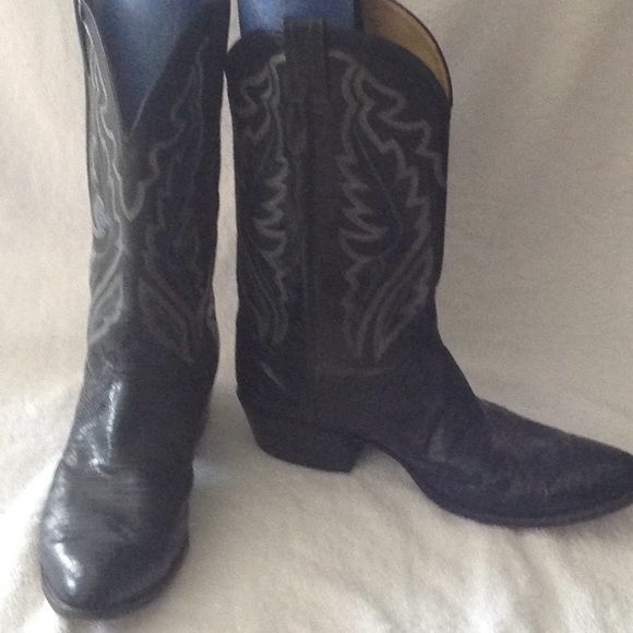 Justin Boots | Shoes | Justin Exotic Western Black Lizard Boot 3d ...